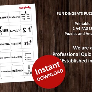 Dingbats - Dingbats Puzzles for a Pub Quiz - Rebus Puzzles - Etsy