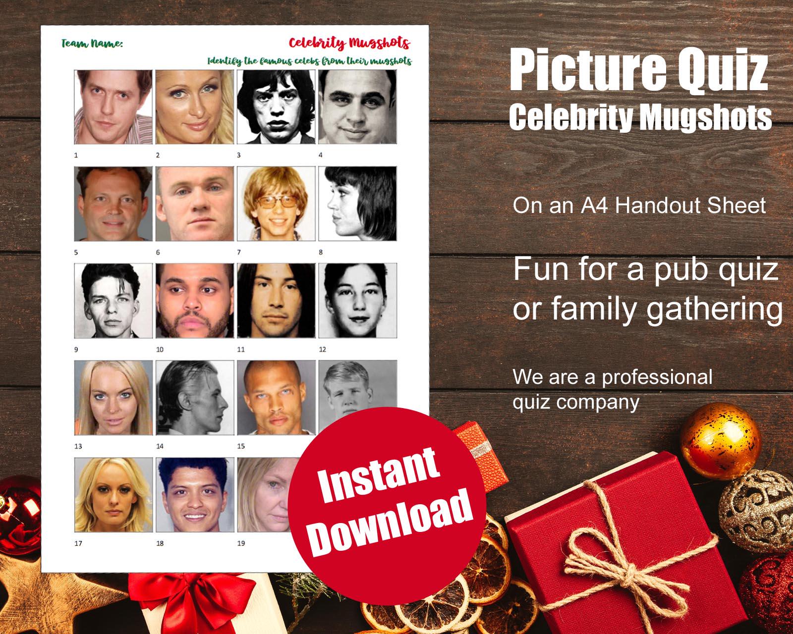 Celebrity Mugshots Picture Quiz - Fun Printable Christmas Game for ...