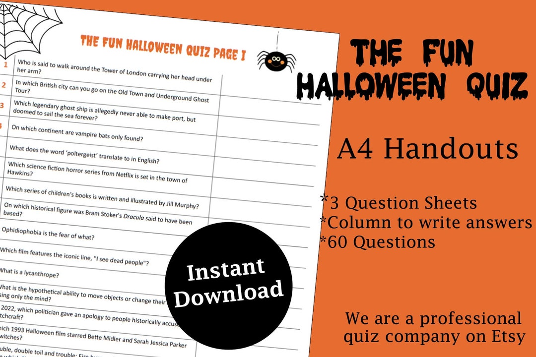 Halloween Quiz - Halloween Handout Sheet - Printable Halloween ...