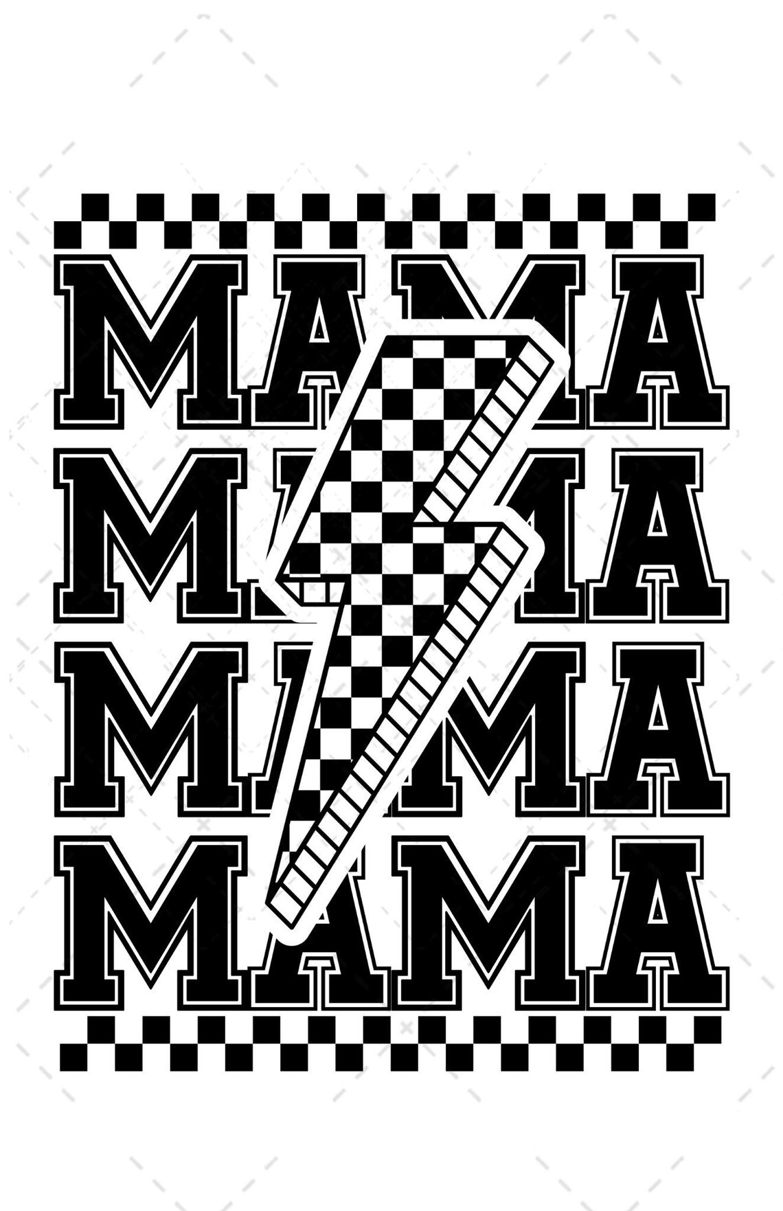 Checkerboard MAMA PNG | Lightning Bolt Sublimation Design | Black ...