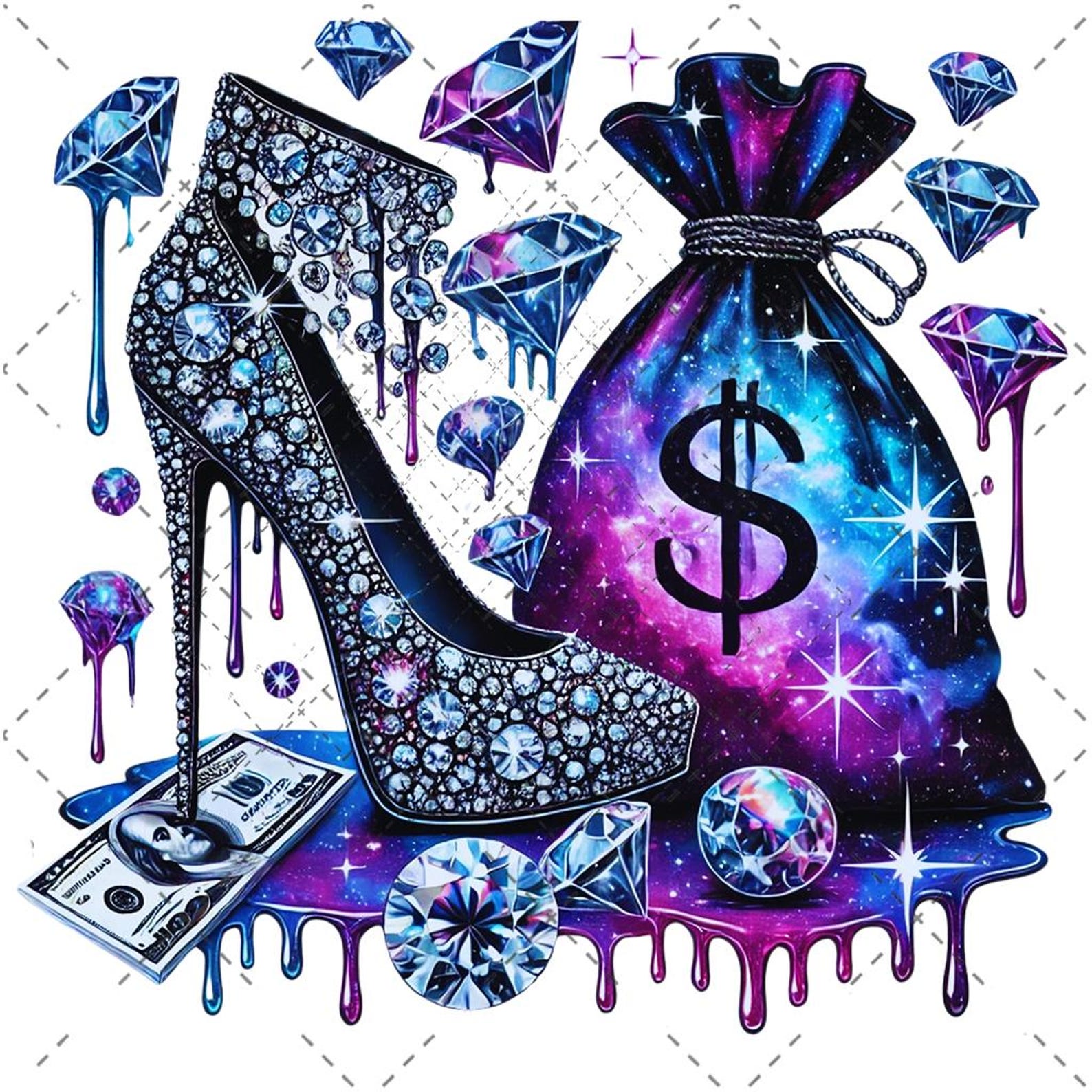 Luxury Glam Heels & Money Sack PNG | Sublimation Design - Etsy