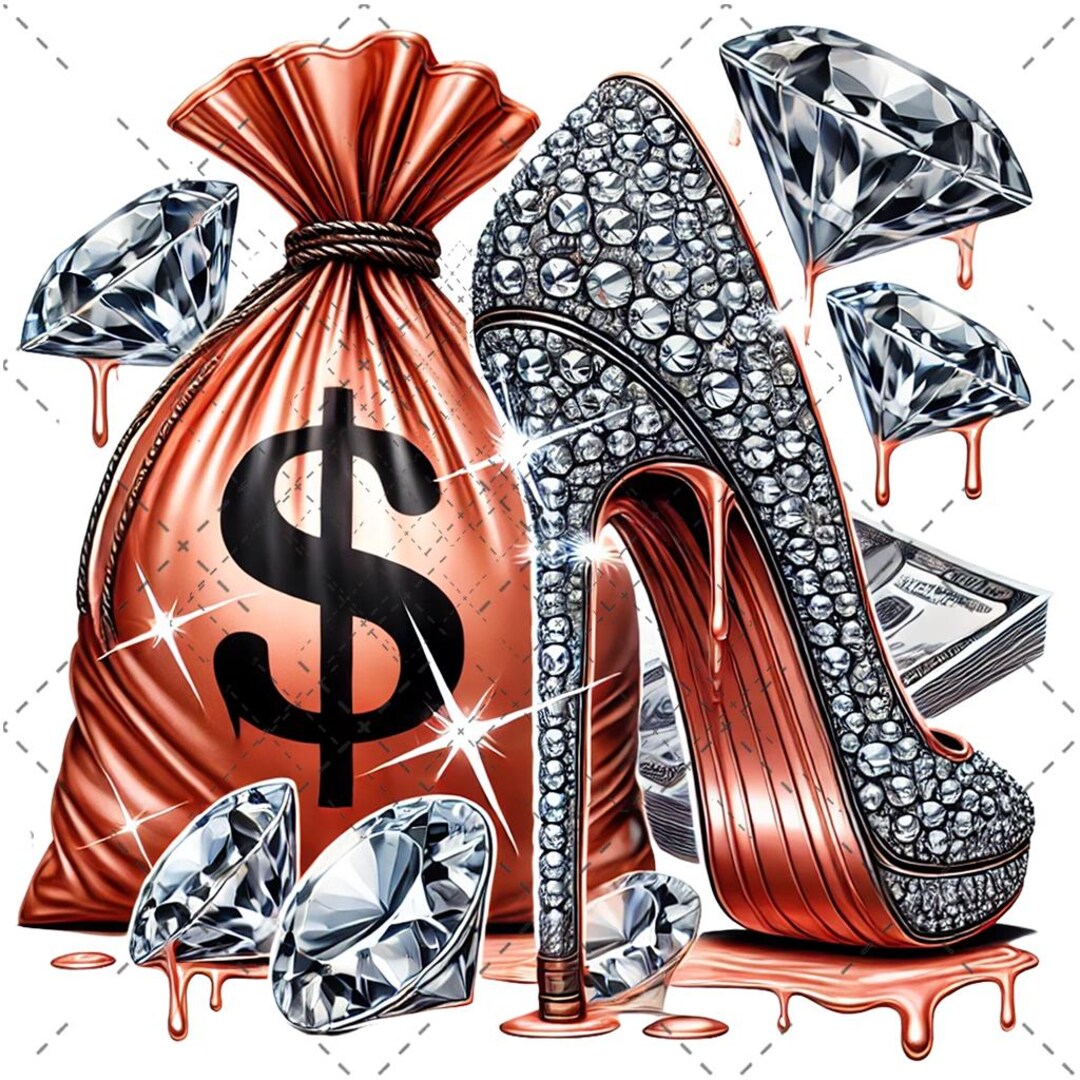 Luxury Glam Heels and Money Sack Bag PNG Transparent Files ...