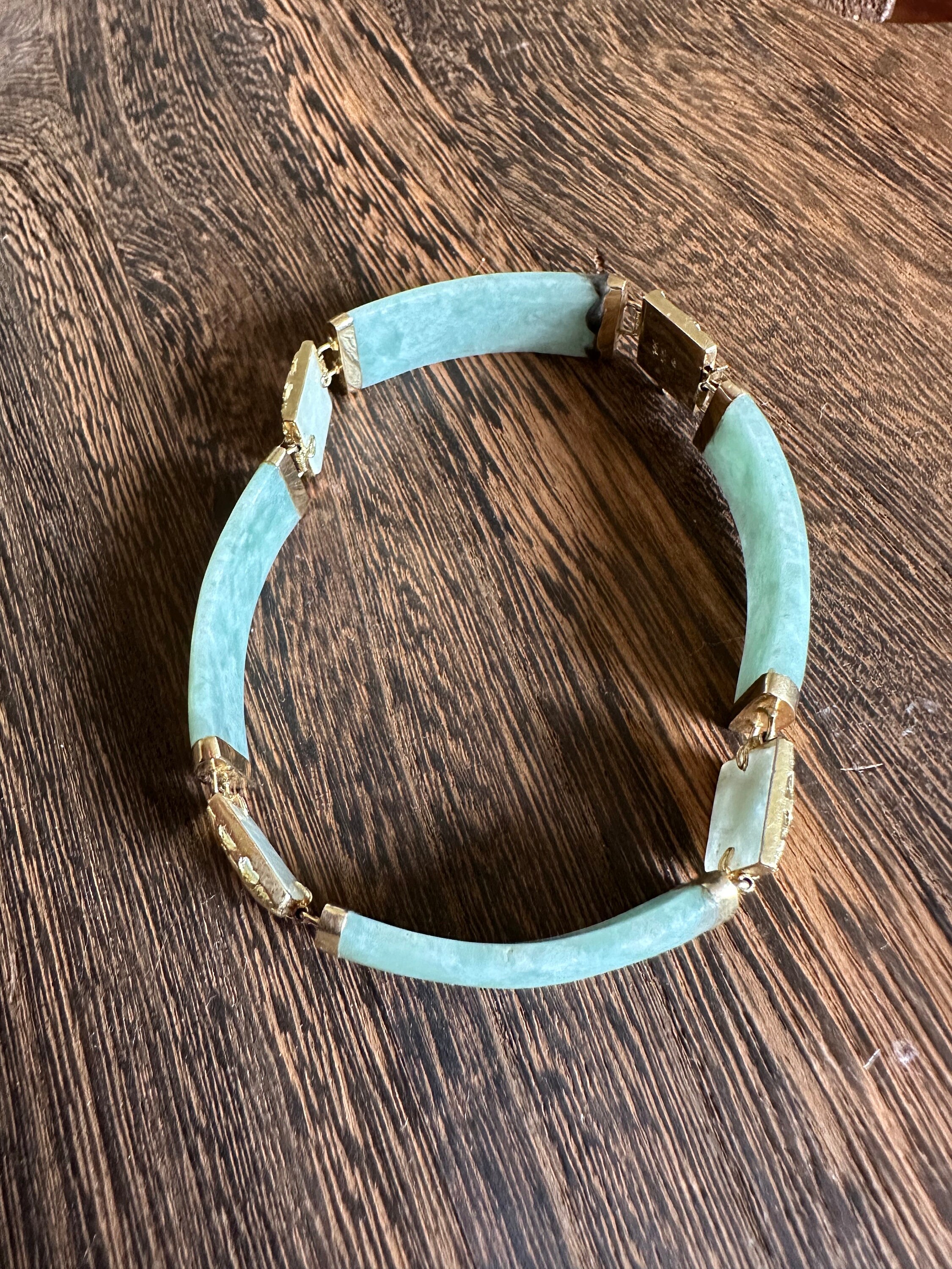 Jade and 14k Gold Segment Link Bracelet - Etsy