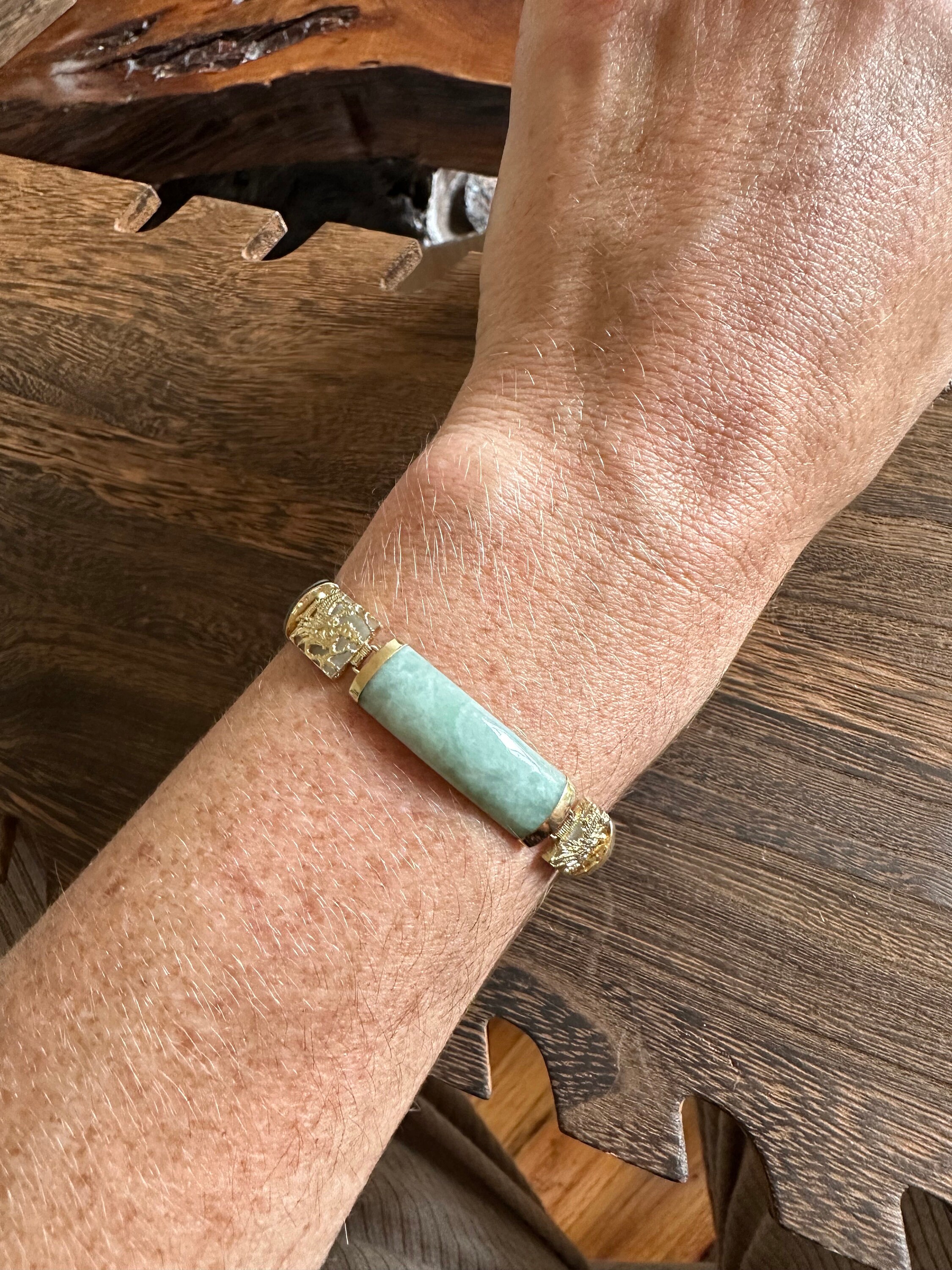 Jade and 14k Gold Segment Link Bracelet - Etsy