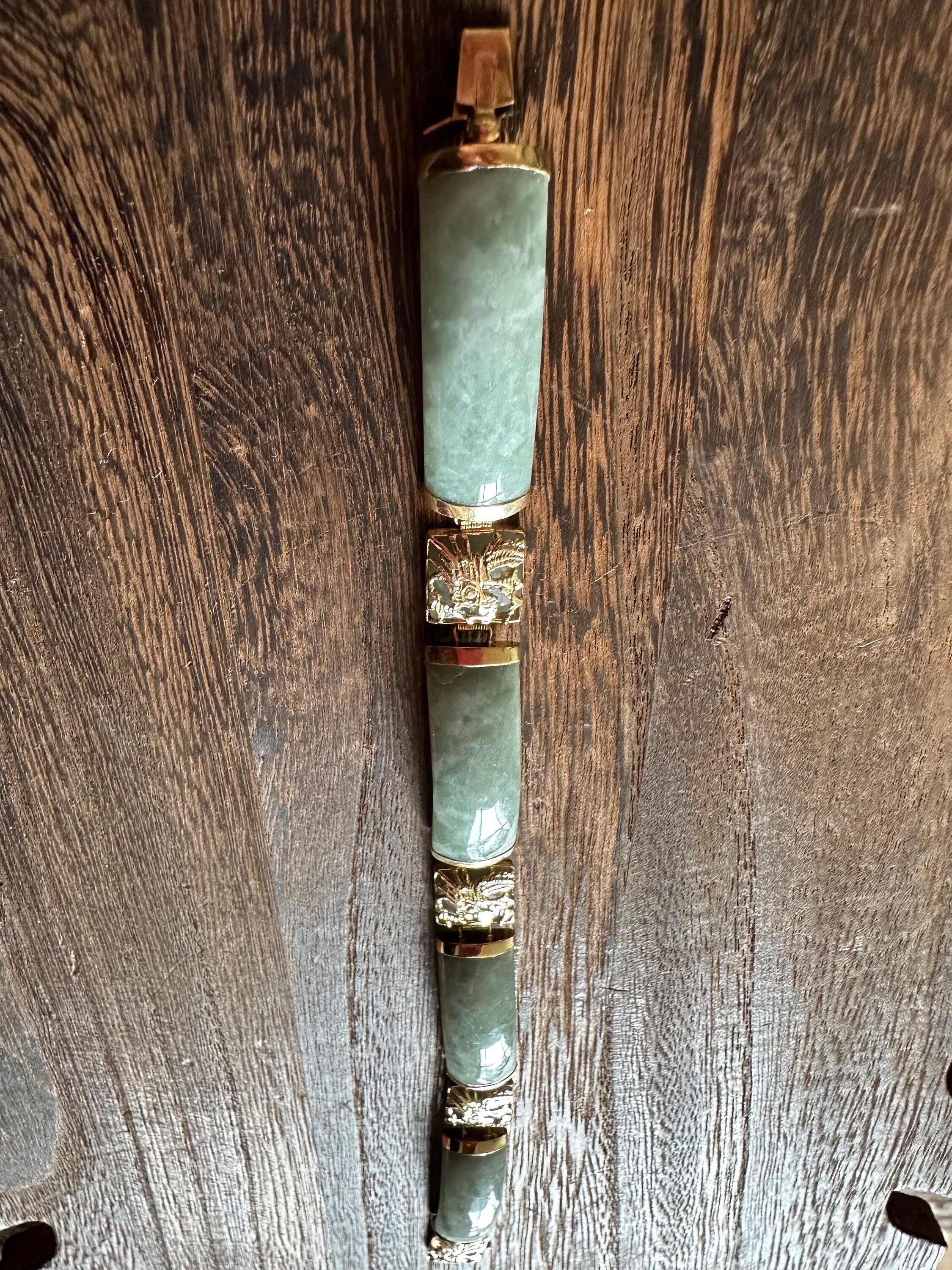 Jade and 14k Gold Segment Link Bracelet - Etsy