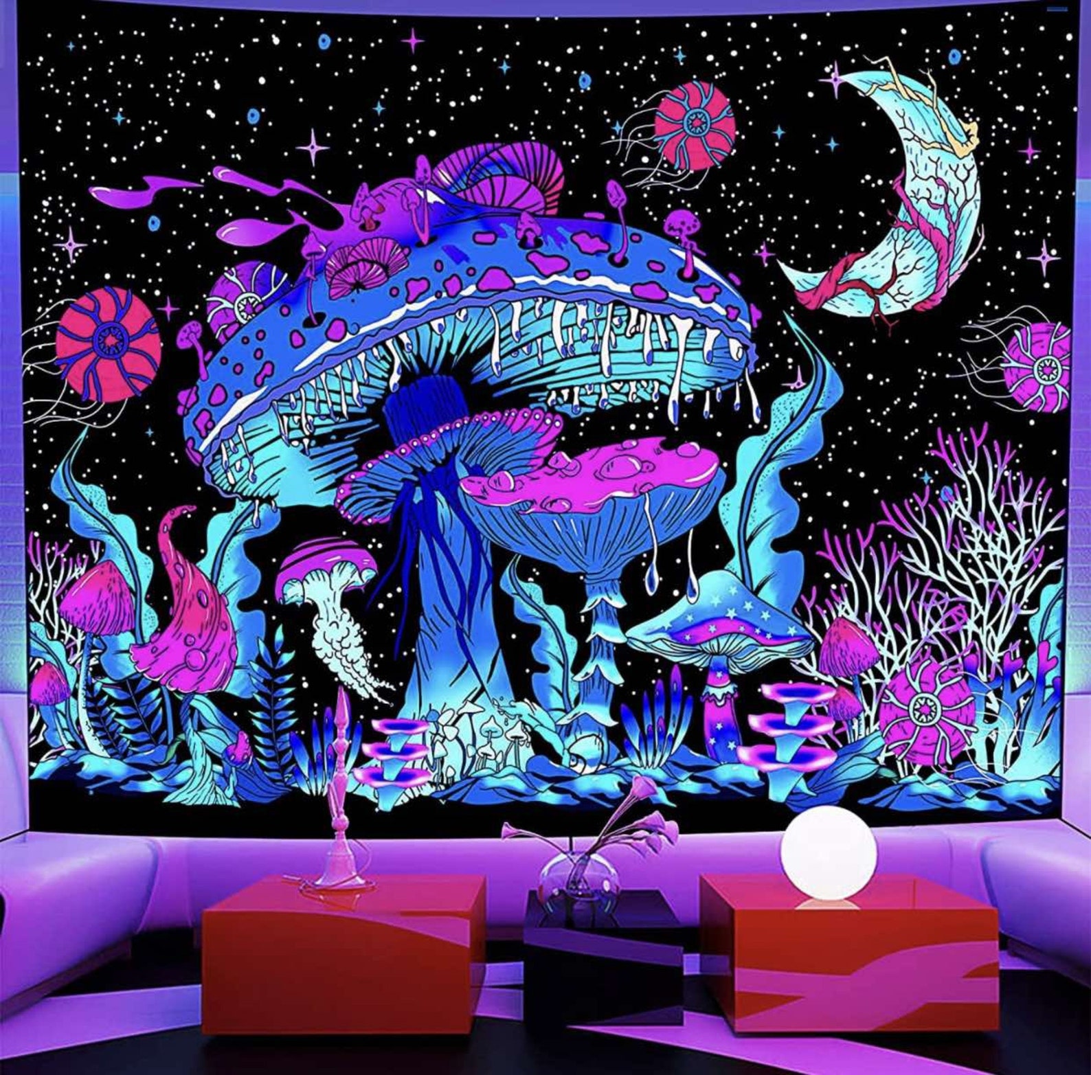 This is a Dark Tapestry,mush Room Tapestry, Trippy Tapestry Wall ...