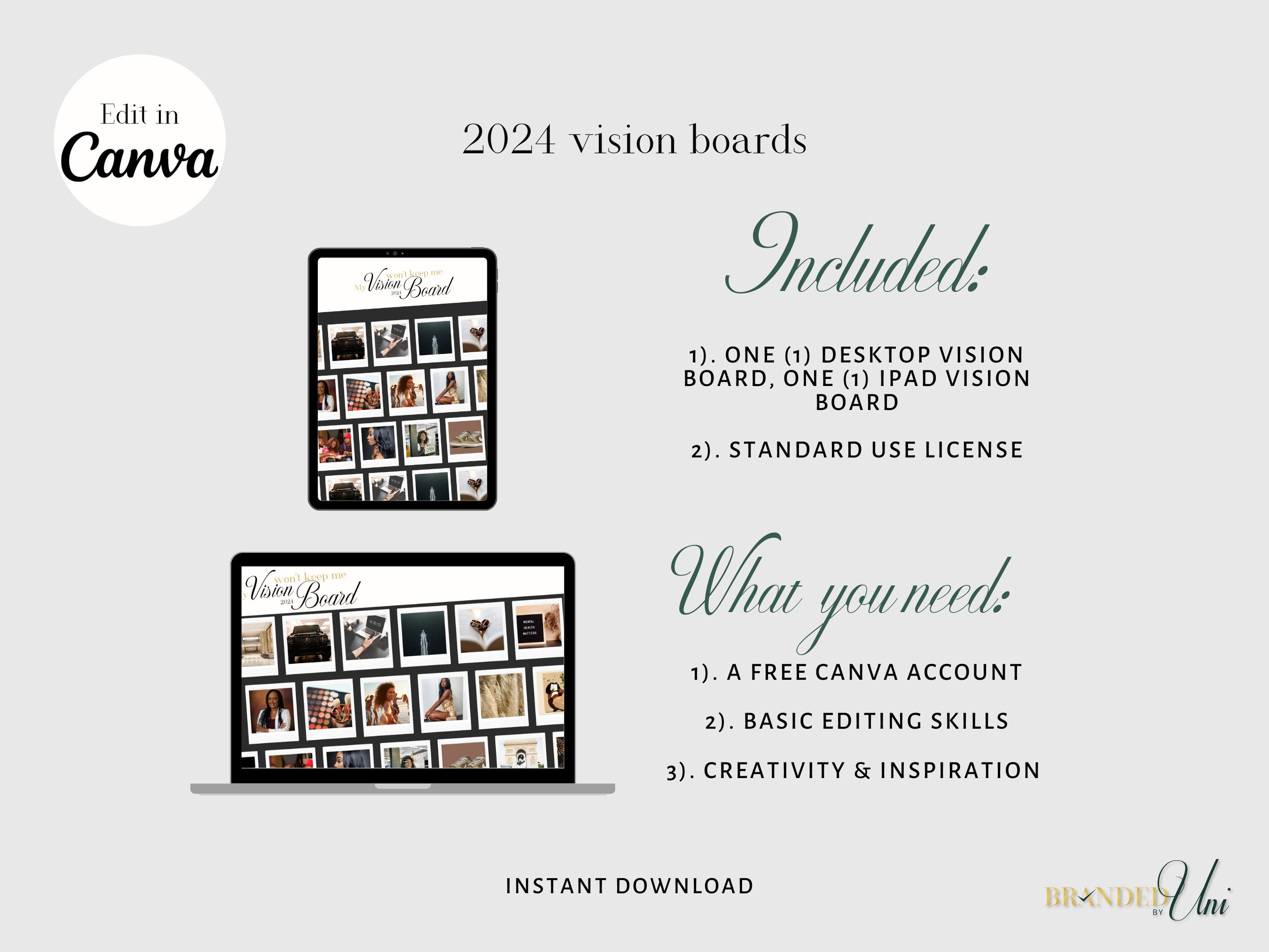 Photo Strip Vision Board 2024 Canva Template Vision Board - Etsy