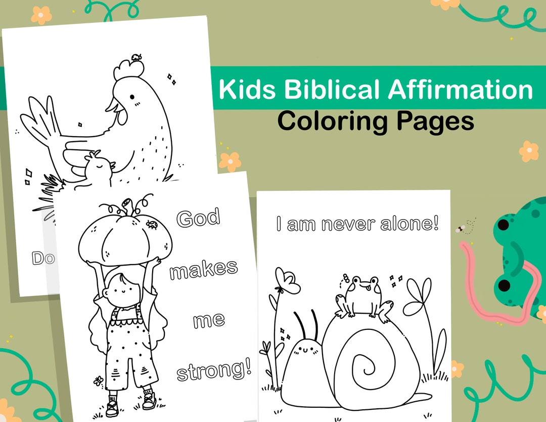 Cute Kids Printable Biblical Affirmation Coloring Pages, Boys and Girls ...