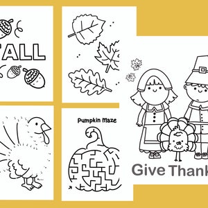 Pumpkin Turkey and Thanksgiving Coloring Pages 16 - Etsy