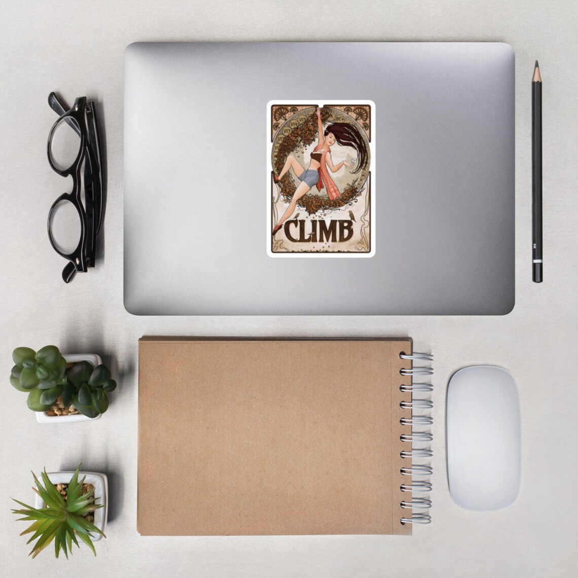 Rock Climbing Sticker, Art Nouveau Sticker, Rock Climbing Gift ...
