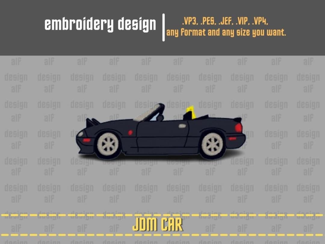 Car Embroidery Design, Jdm Embroidery Designs, 4", Machine Embroidery ...