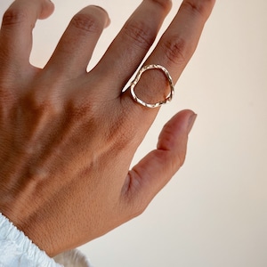 Irregular Gold Ring, Open Circle Ring, Gold Hammered Ring, Asymmetric ...