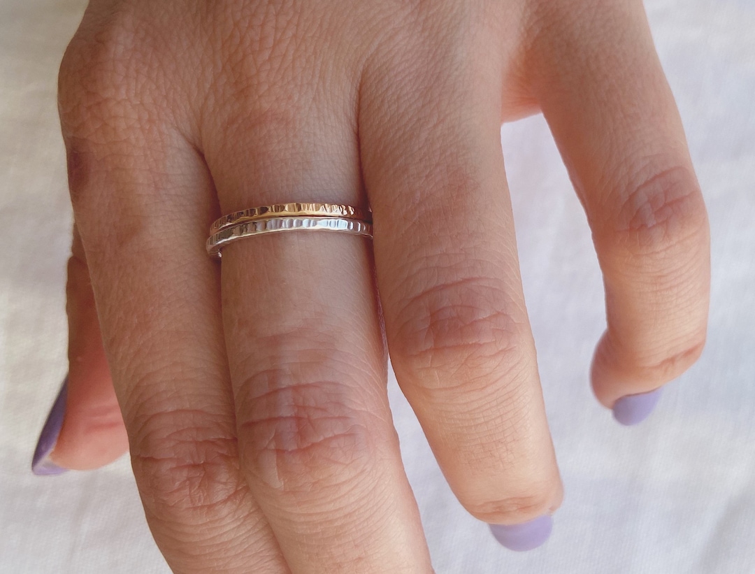 Hammered Texture Ring; Sterling Silver Ring; Gold Fill Ring; Minimalist ...