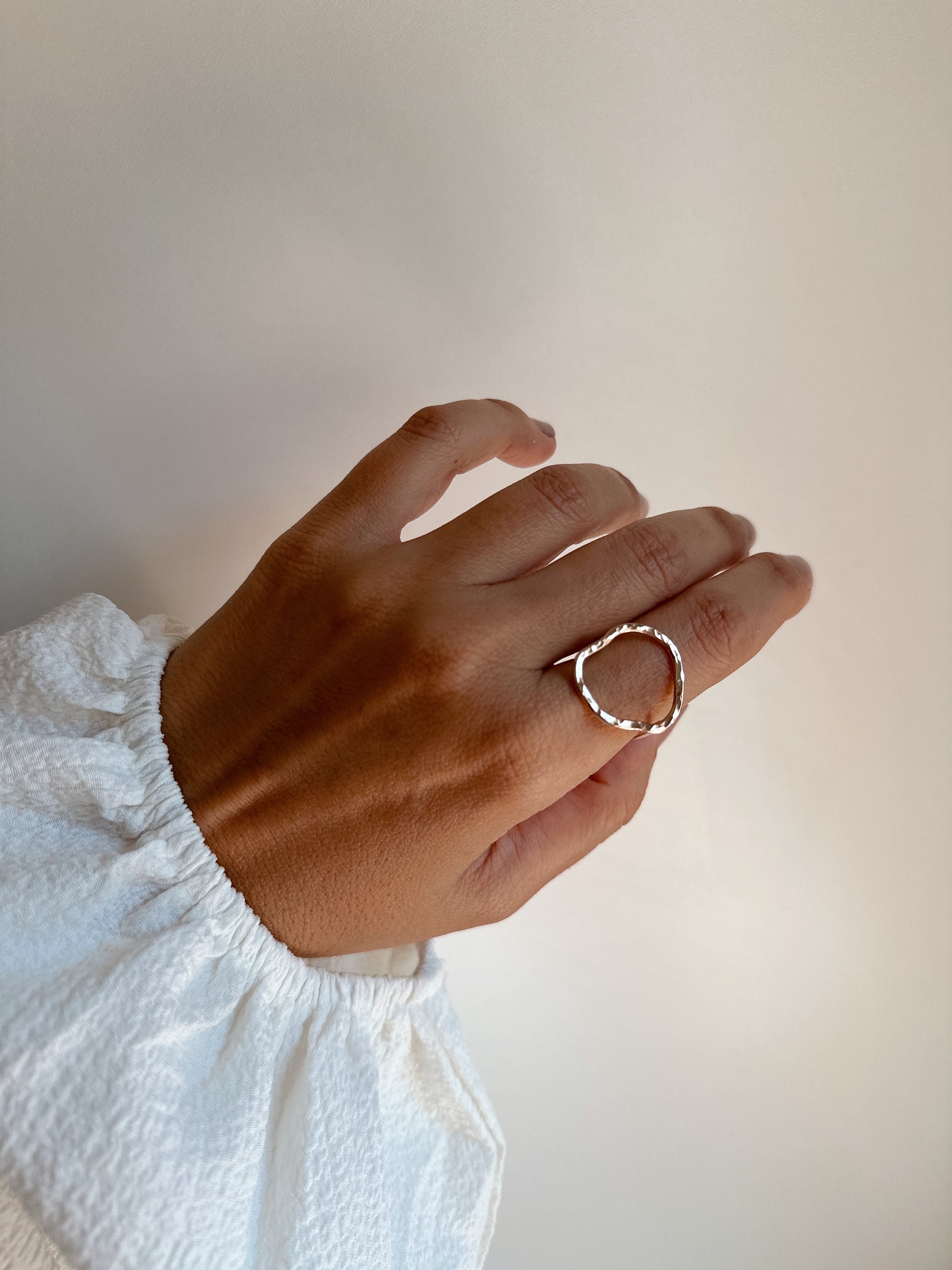 Irregular Gold Ring, Open Circle Ring, Gold Hammered Ring, Asymmetric ...