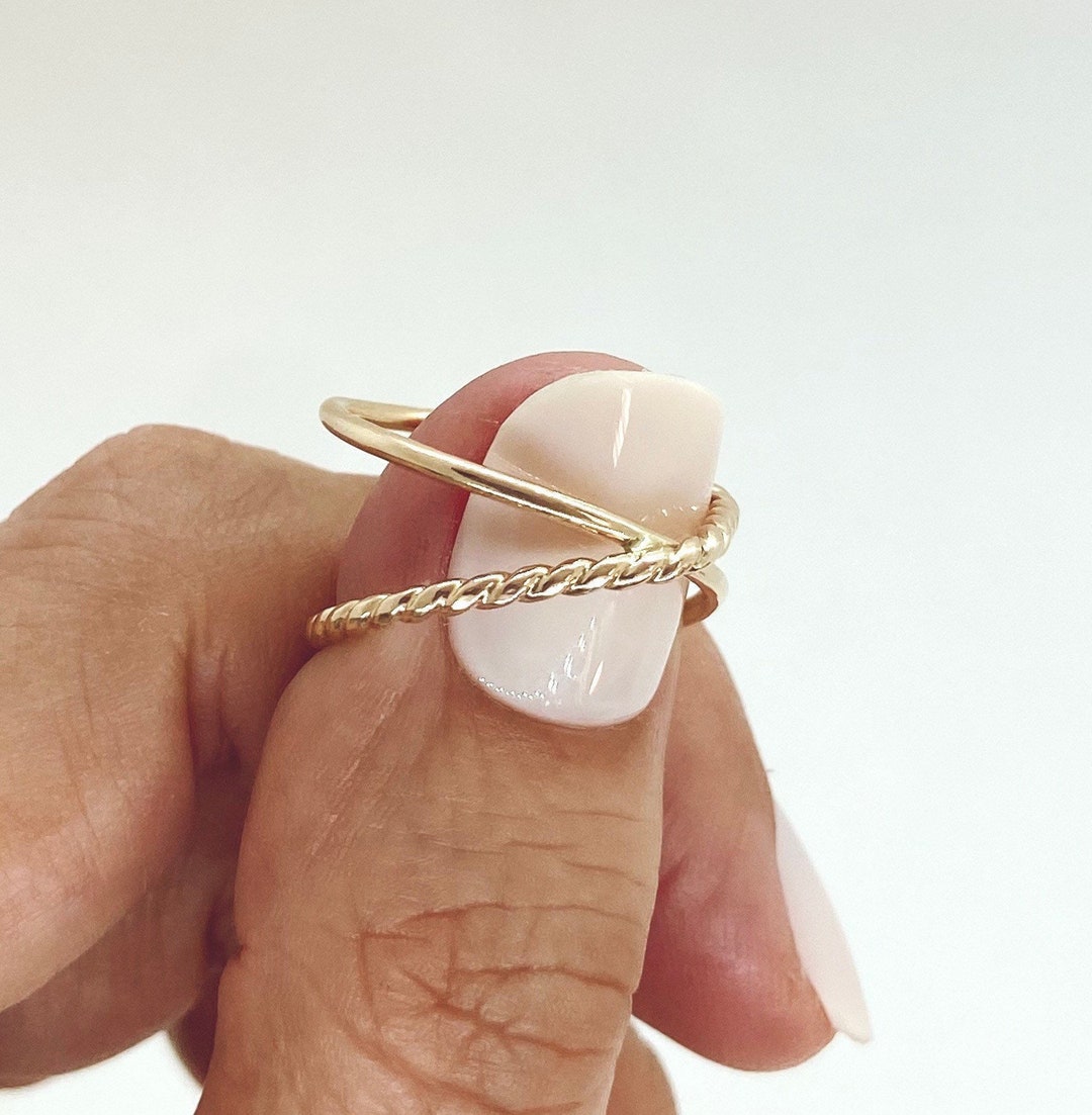 Crossed Ring Band, X Cross Ring Band, Statement Ring Band, Stacked Ring ...