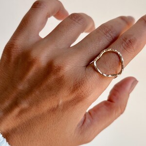 Irregular Gold Ring, Open Circle Ring, Gold Hammered Ring, Asymmetric ...