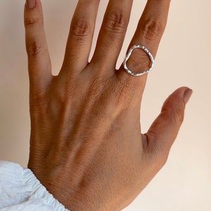 Irregular Gold Ring, Open Circle Ring, Gold Hammered Ring, Asymmetric ...