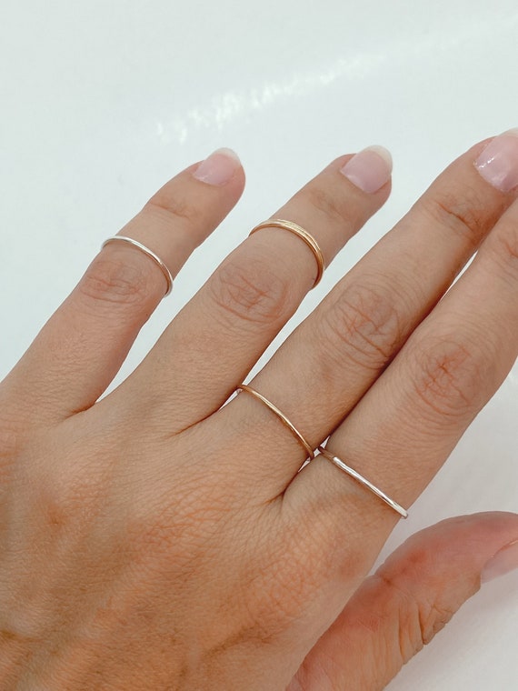 Thin Smooth Stackable Ring Midi Ring Gold Fill Ring Knuckle Ring Dainty Ring Gift Stackable Ring Stacking Ring Silver Ring Simple Etsy