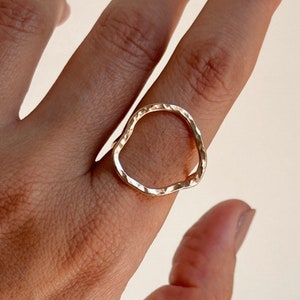 Irregular Gold Ring, Open Circle Ring, Gold Hammered Ring, Asymmetric ...
