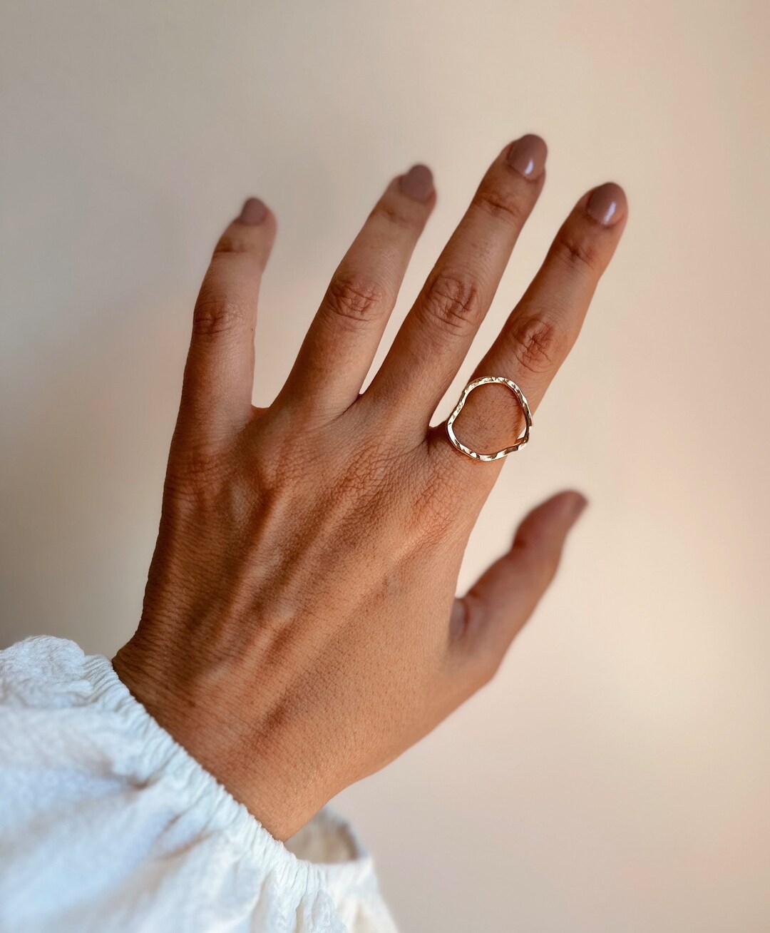 Irregular Gold Ring, Open Circle Ring, Gold Hammered Ring, Asymmetric ...