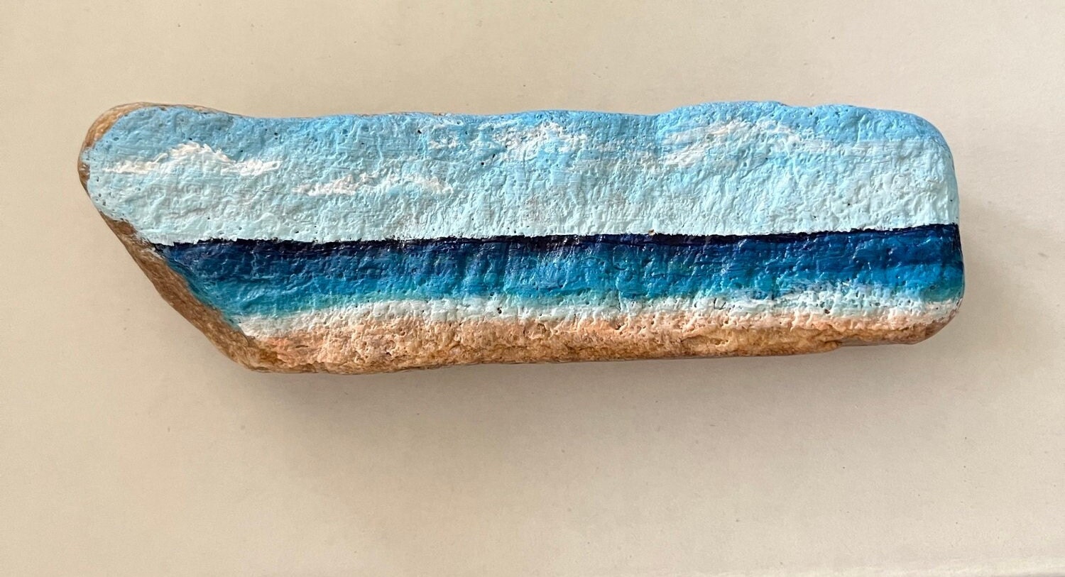 Hand Painted Rock Beach Shore Ocean Nautical House Decor Garden ...