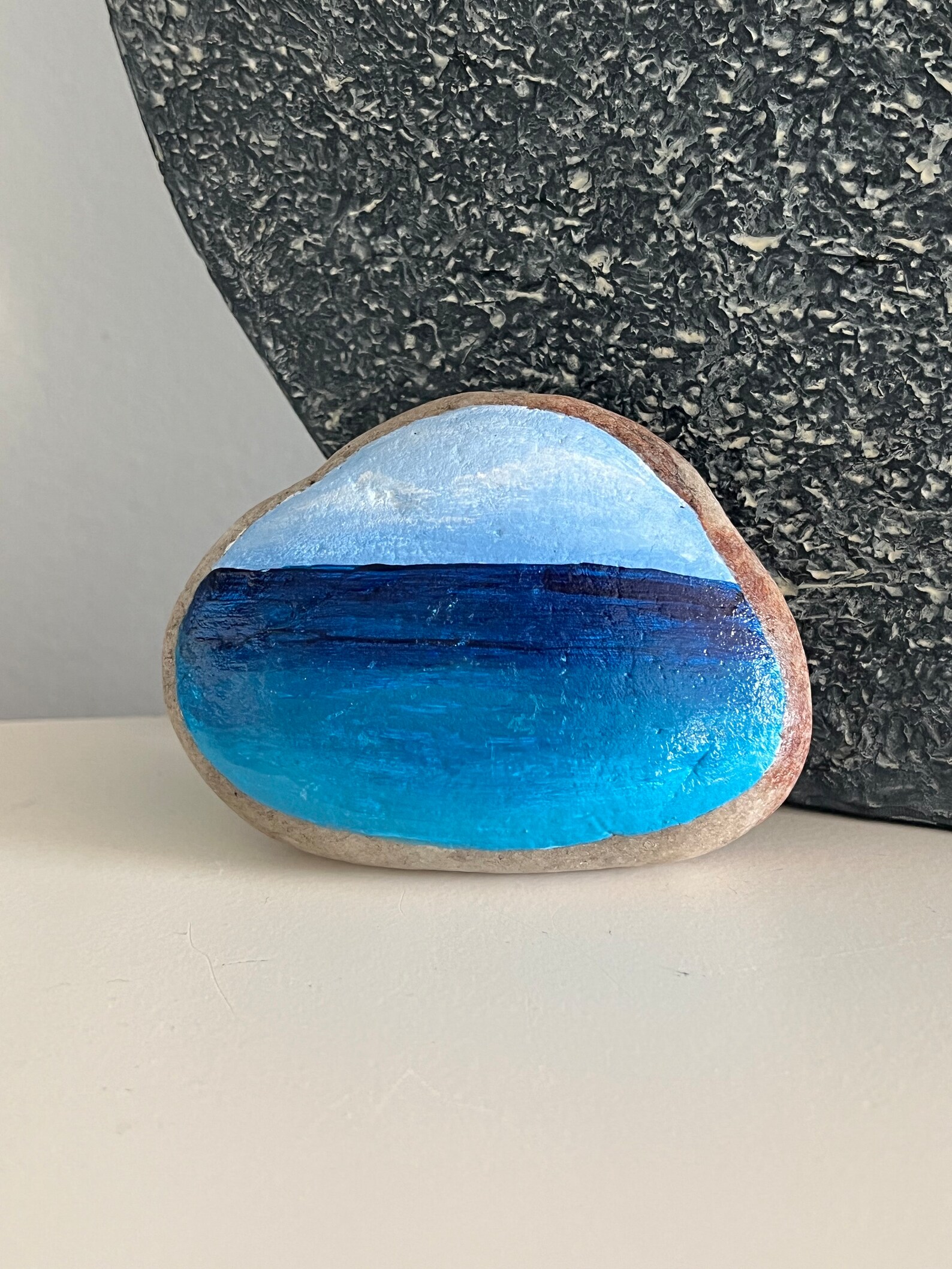 Hand Painted Rock Beach Ocean Nautical House Decor Garden Landscape ...