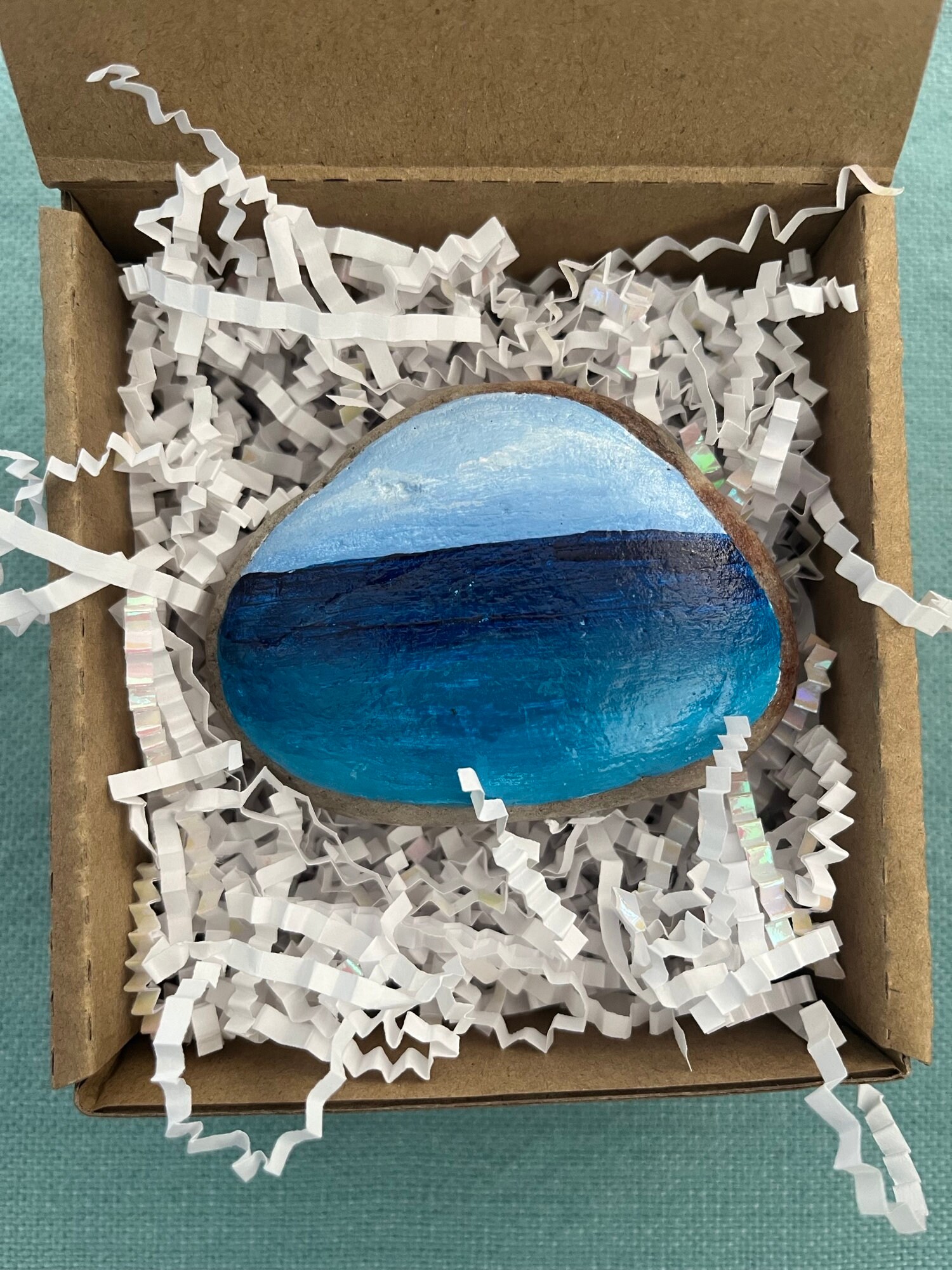Hand Painted Rock Beach Ocean Nautical House Decor Garden Landscape ...