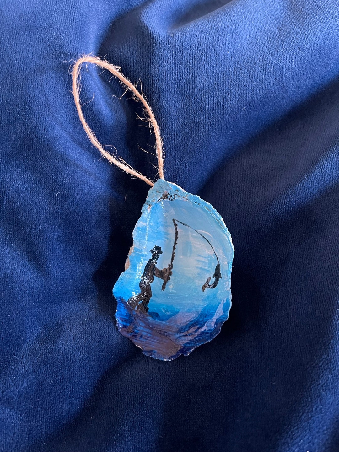 Hand Painted Oyster Shell Christmas Tree Ornament Fisherman Nautical ...