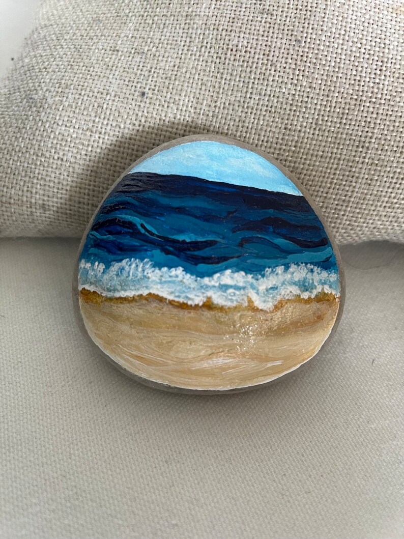 Hand Painted Rock Art Beach Shore Ocean Nautical House Decor Garden ...