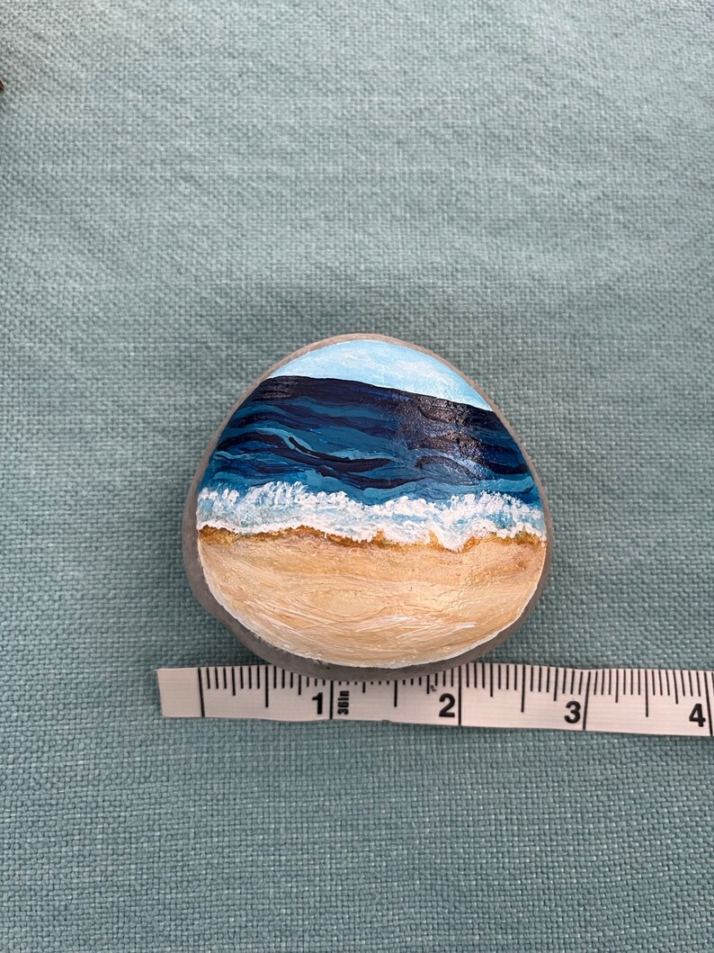 Hand Painted Rock Art Beach Shore Ocean Nautical House Decor Garden ...