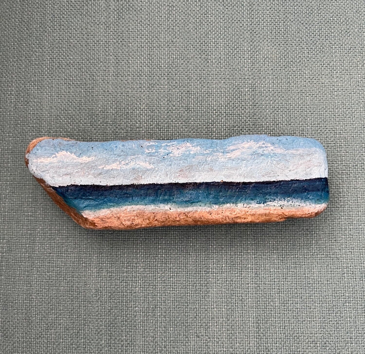 Hand Painted Rock Beach Shore Ocean Nautical House Decor Garden ...