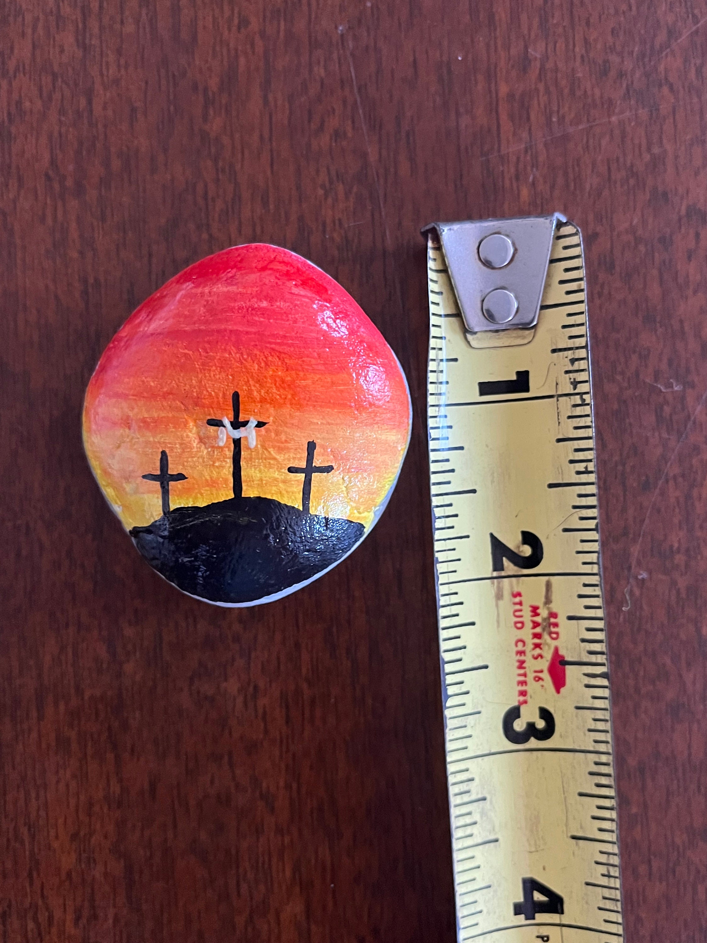 Hand Painted Rock Art Cross JESUS Garden Deco Landscape Decor Stone Art ...