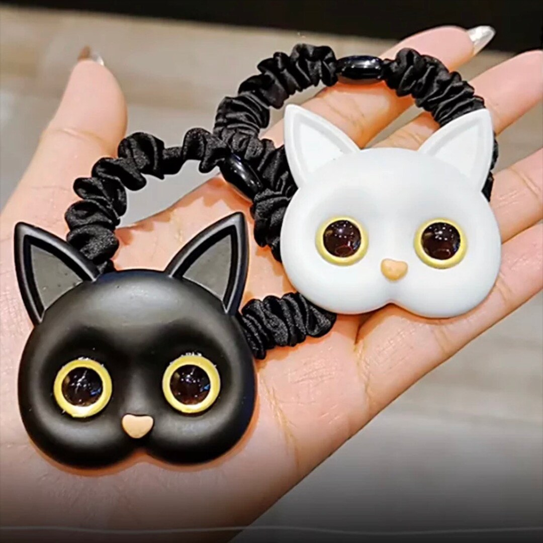 CUSTOM CAT COLOR or Black White Cat Hair Tie Scrunchie - Etsy