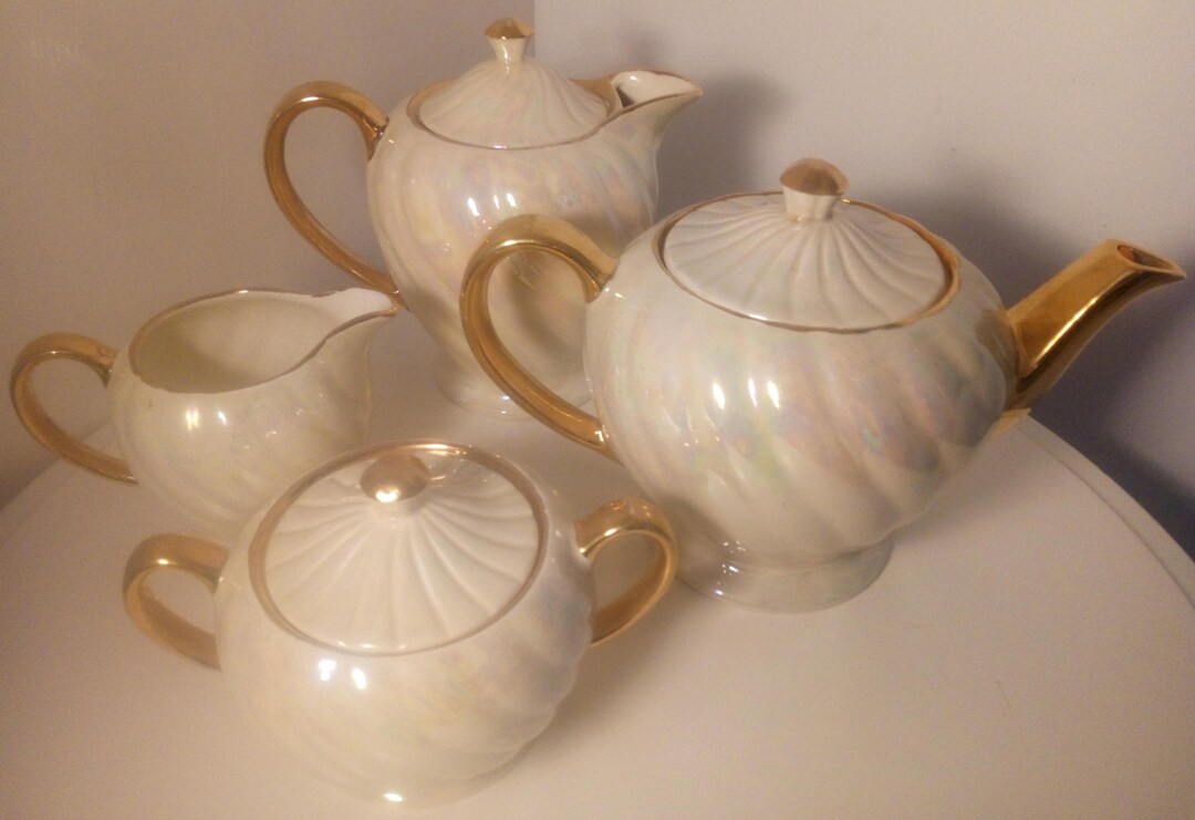 Vintage Sadler Teapot Set- Cream Lustre Art Deco- 4 Items- Beautiful ...