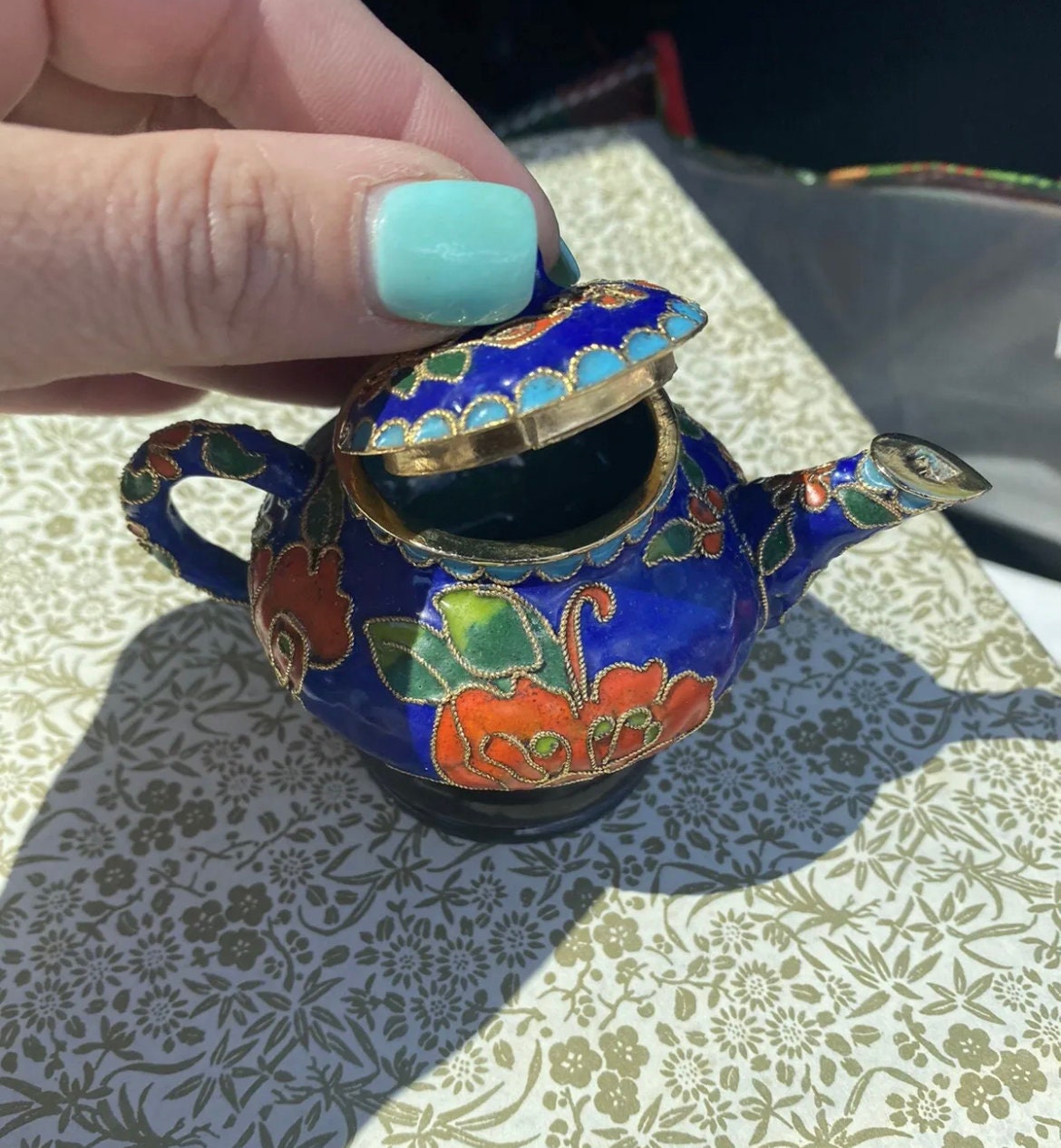 Cloisonné Enameled Teapot Hand Crafted Copper Base Gold Plated - Etsy