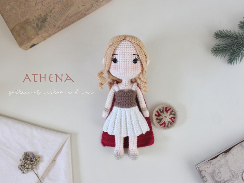 Crochet Doll Amigurumi Pattern Athena Greek Mythology Goddess of War ...
