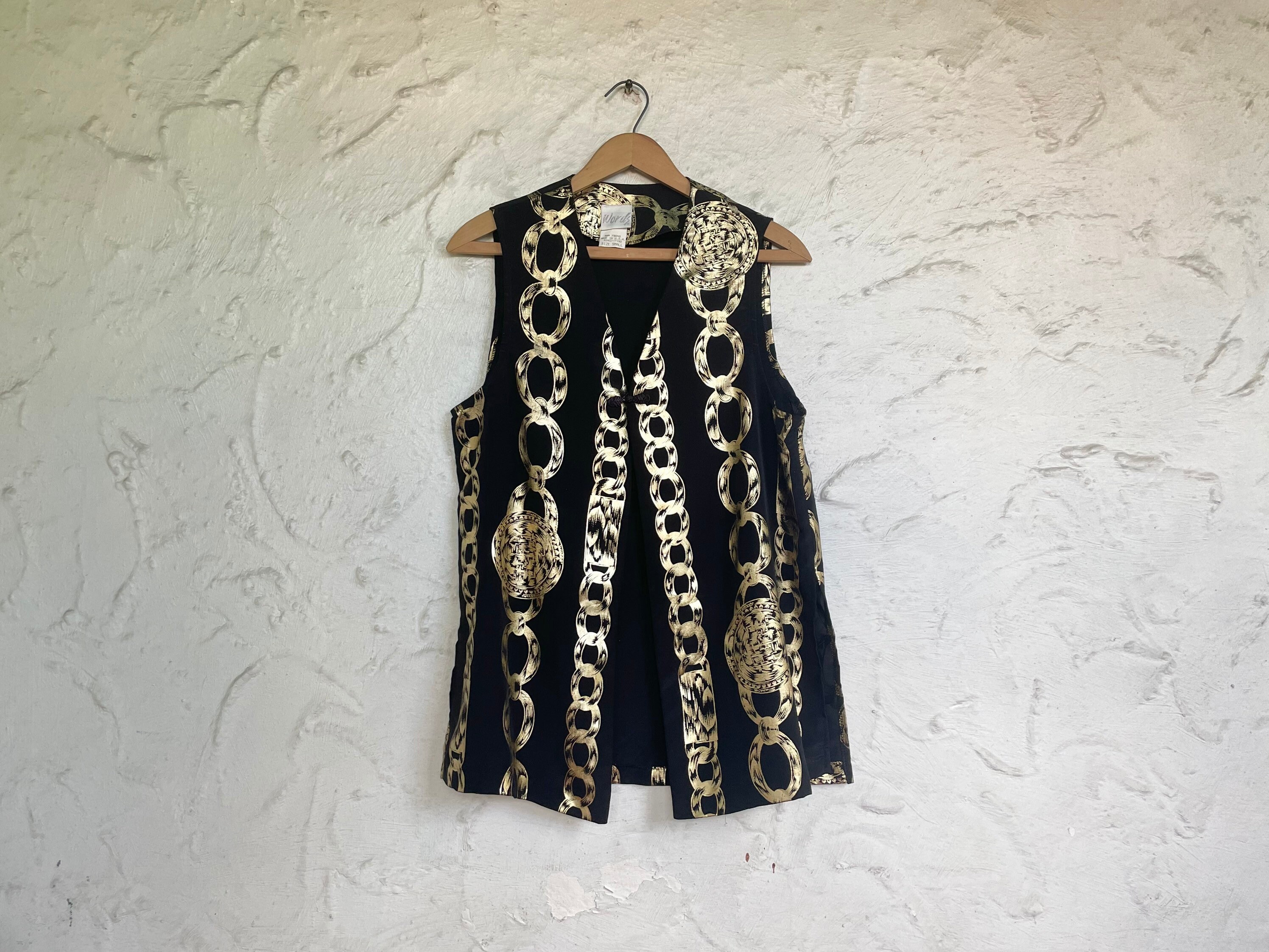Black & Gold Chain Print Vest / 80s 90s Vest / 1980s Baroque Glam ...