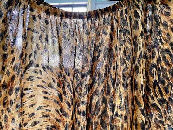 vintage leopard print disco top L / 1970s cheetah pri… - Gem