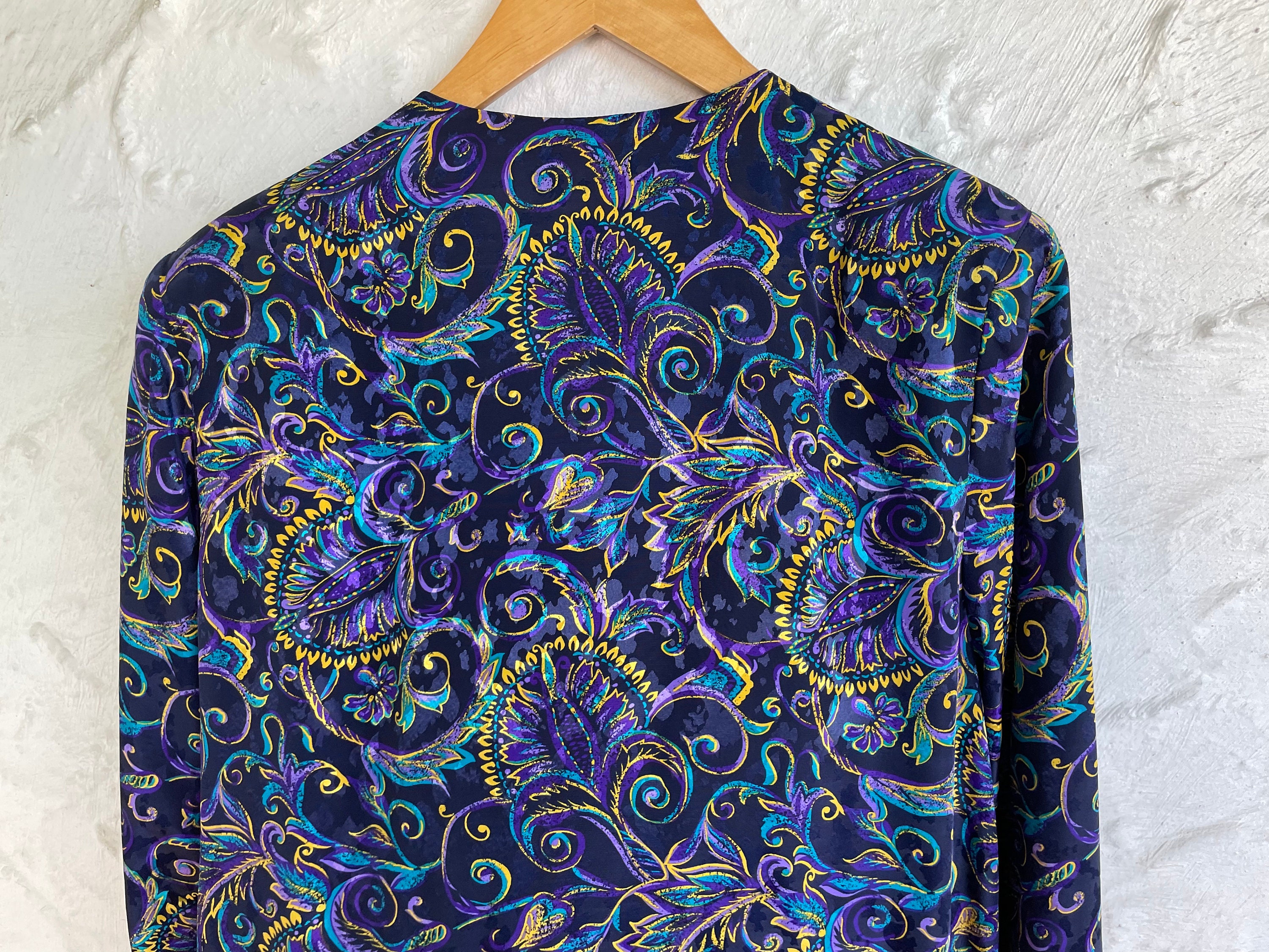 80s Baroque Colorful Silky Blazer / 1980s Oversize Blazer / Vintage ...