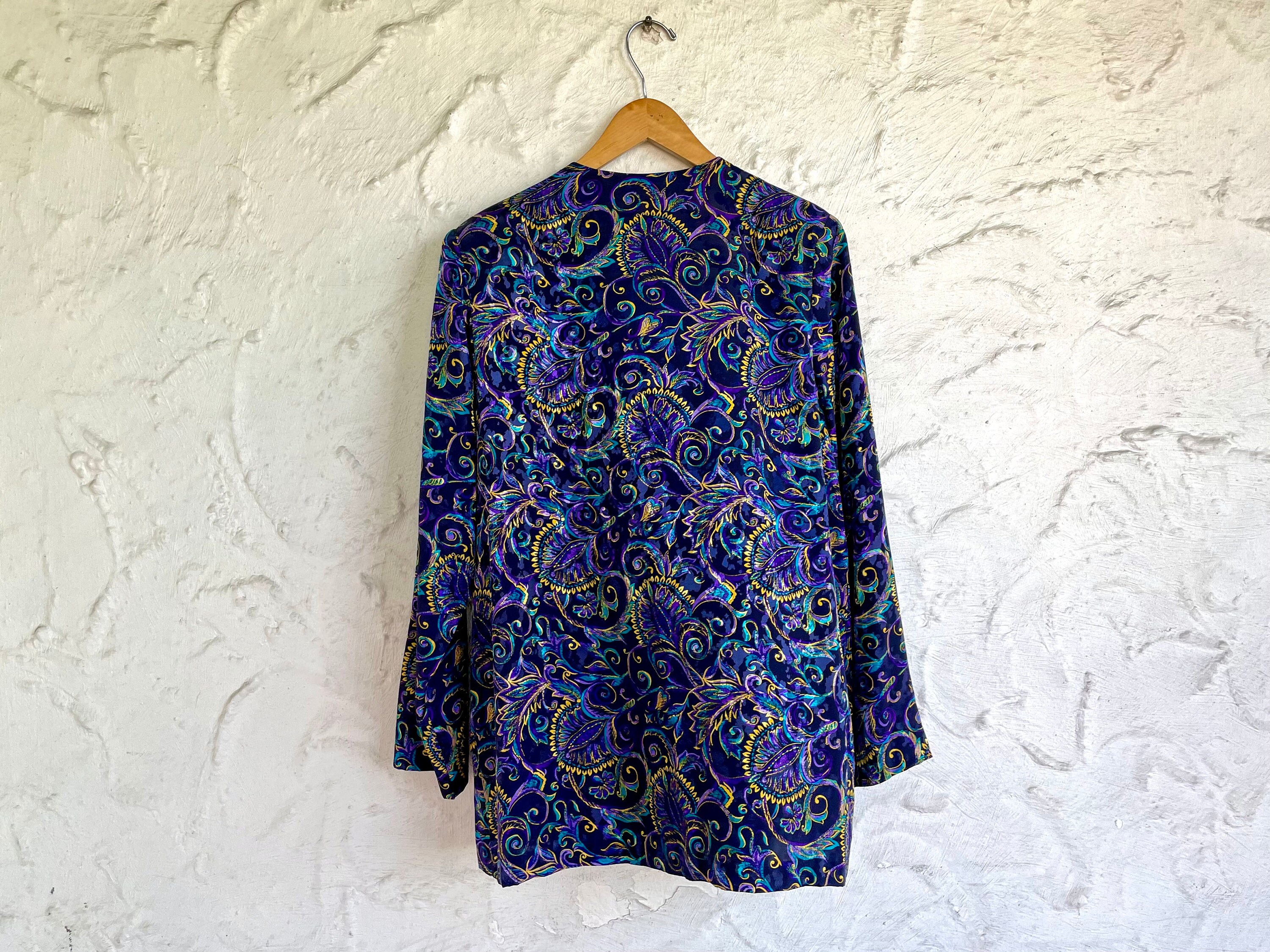 80s Baroque Colorful Silky Blazer / 1980s Oversize Blazer / Vintage ...
