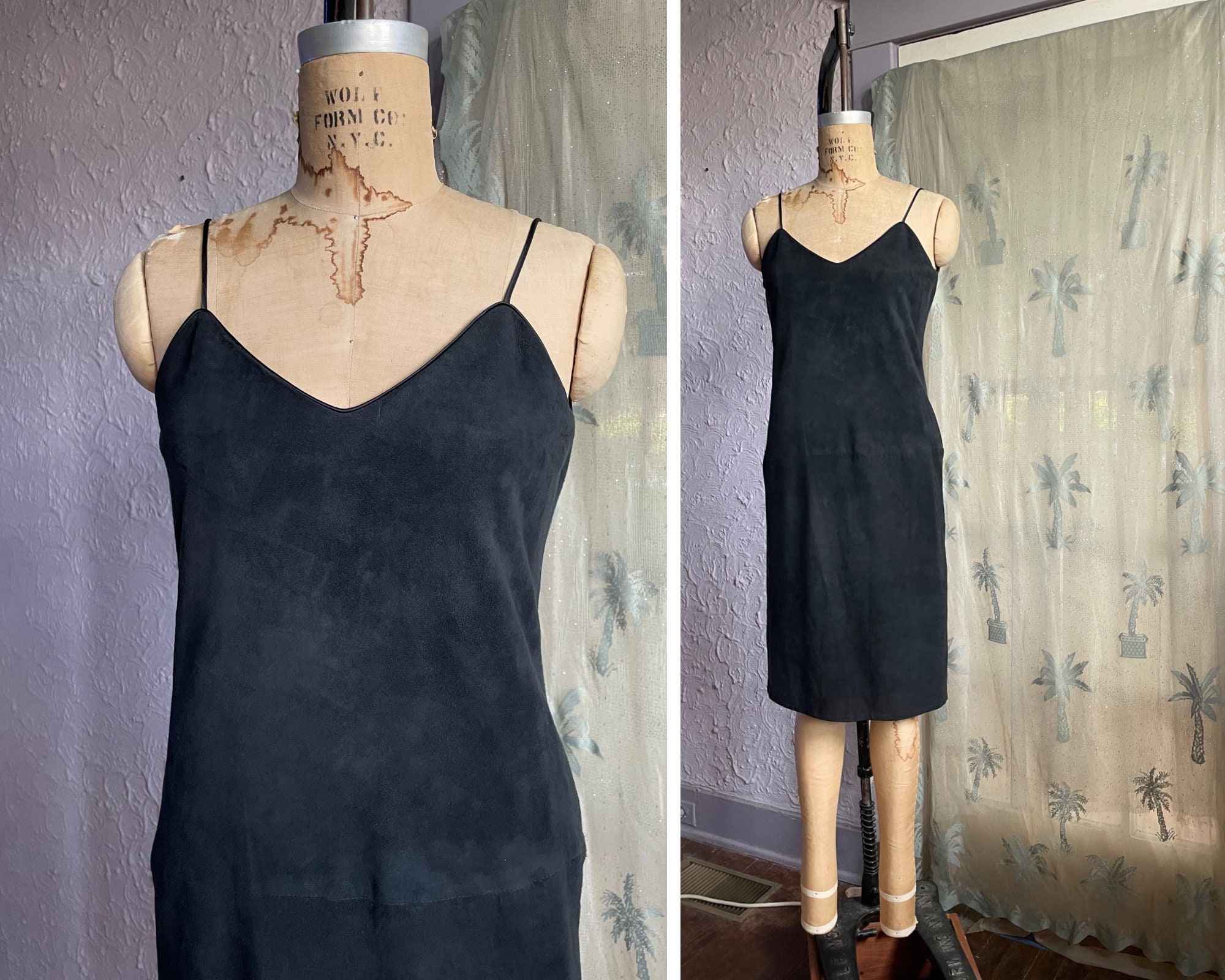 80s 90s Black Suede Sheath Dress Ann Taylor / Minimalist Vintage LBD ...