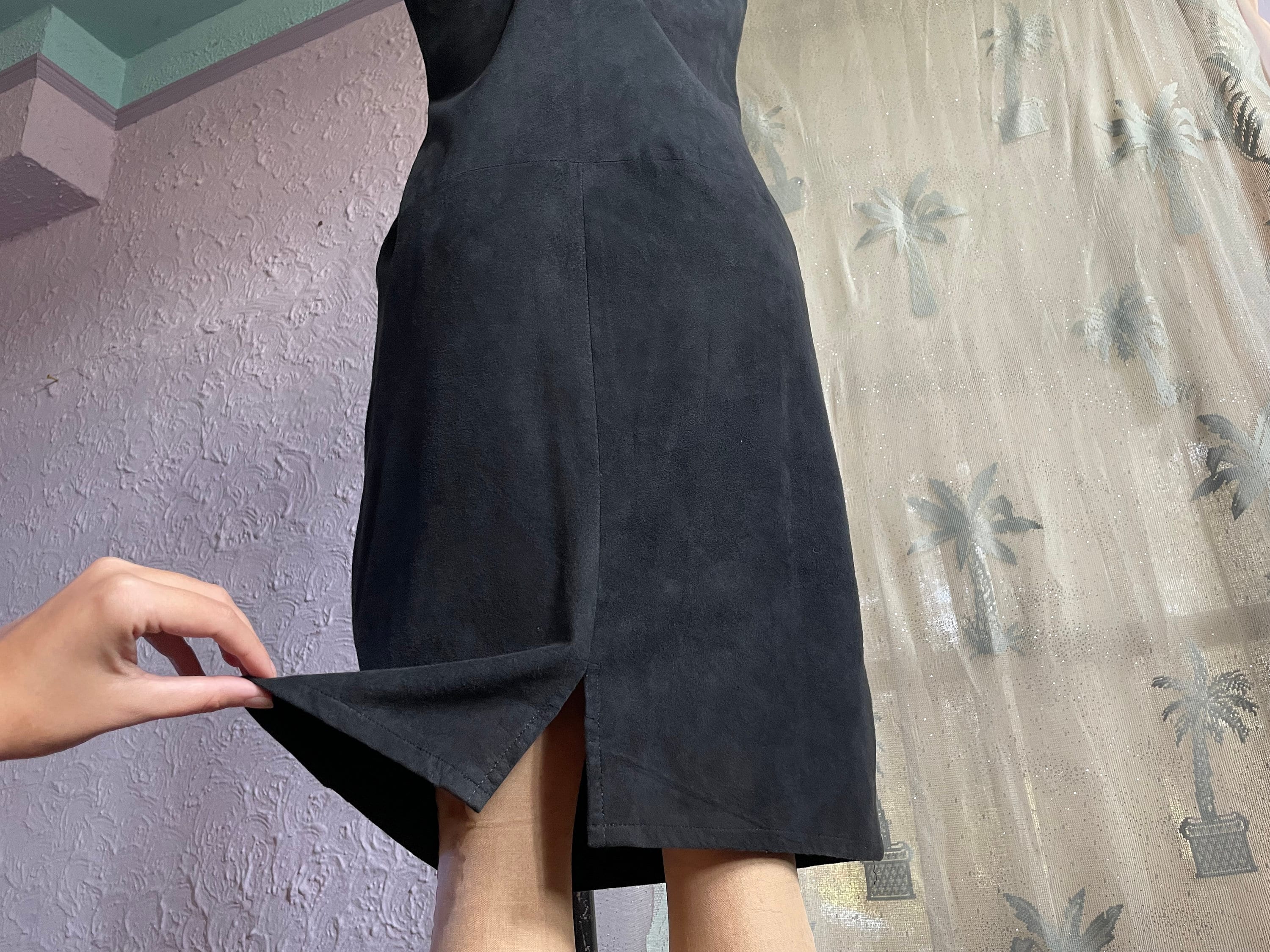 80s 90s Black Suede Sheath Dress Ann Taylor / Minimalist Vintage LBD ...