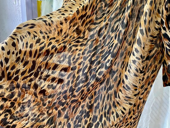 vintage leopard print disco top L / 1970s cheetah pri… - Gem