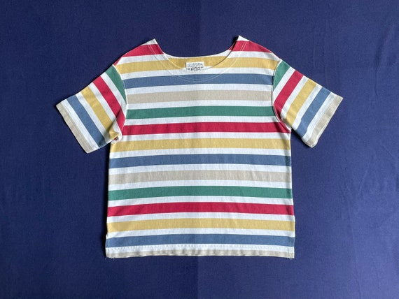 80s Vintage Primary Color Stripe Shirt / 1980s Boxy Short - Etsy