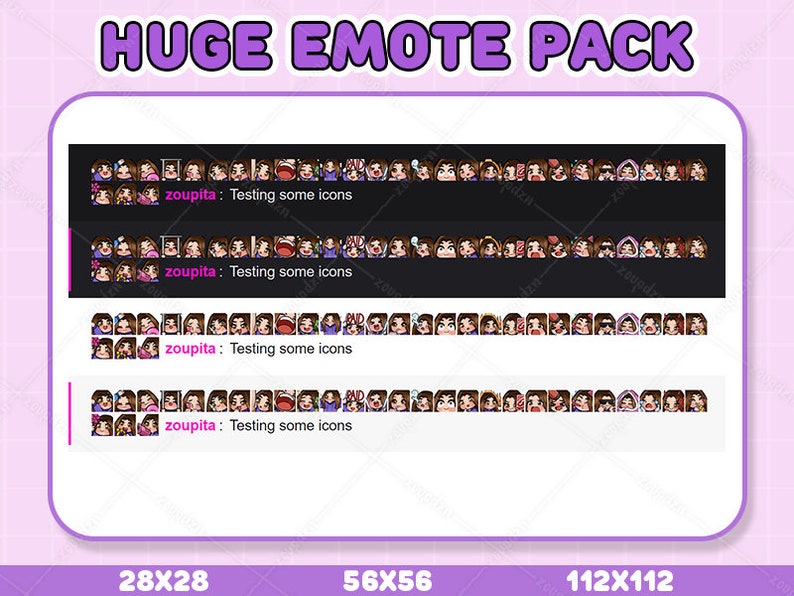 30x MEGA PACK Female Brown Hair Emotes, Emojis, Sub Emotes for Twitch ...
