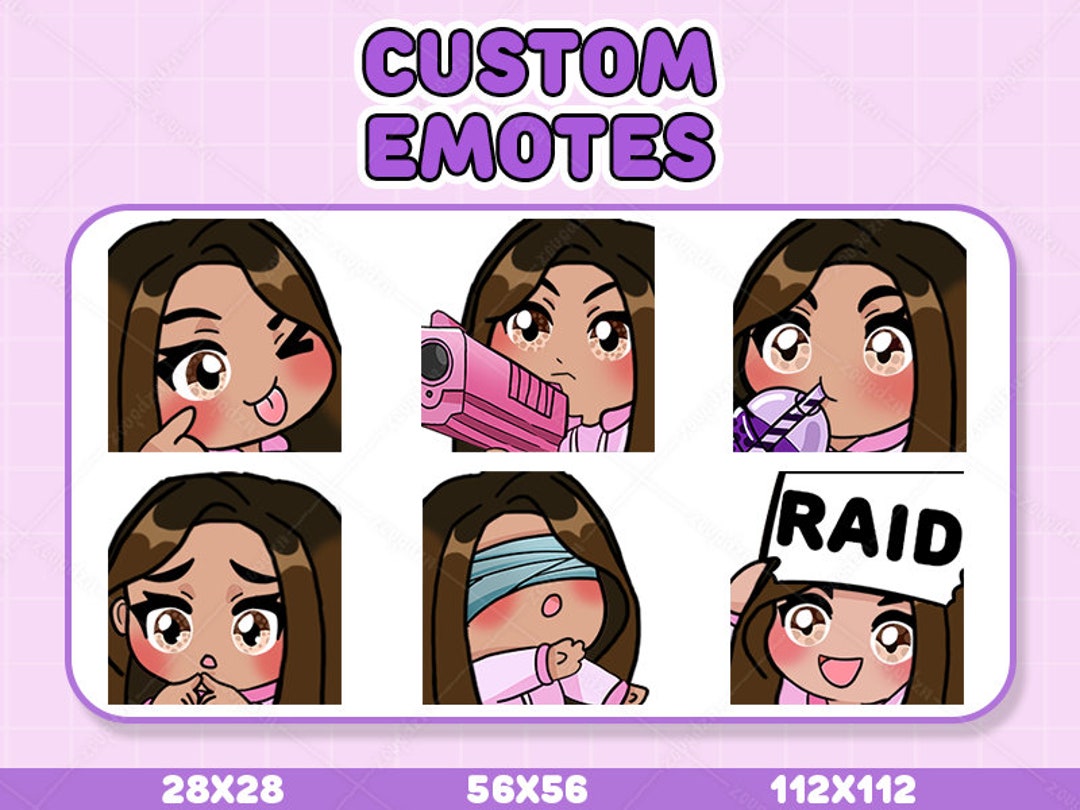 6x E-girl Dark Brown Hair Emotes, Emojis, Sub Emotes for Twitch ...