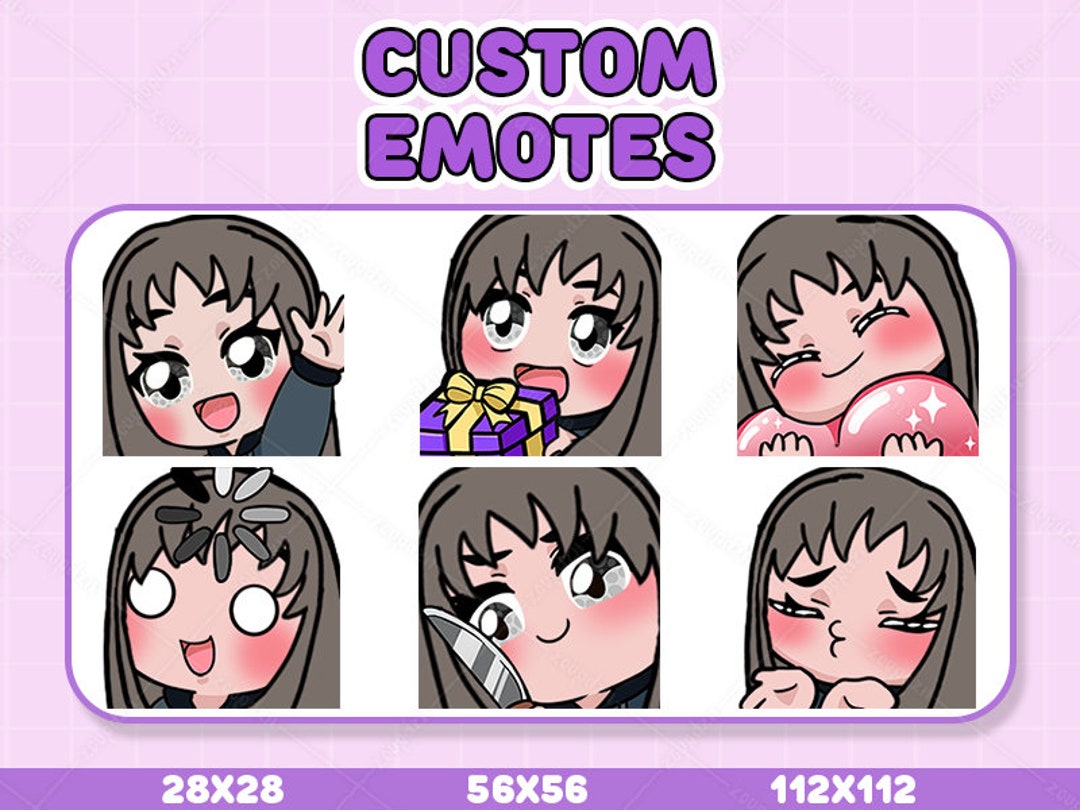 6x E-girl Brunette Fair Skinned Emotes, Emojis, Sub Emotes for Twitch ...