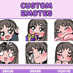 6x E-girl Brunette Fair Skinned Emotes, Emojis, Sub Emotes for Twitch ...