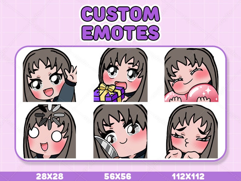 6x E-girl Brunette Fair Skinned Emotes, Emojis, Sub Emotes for Twitch ...