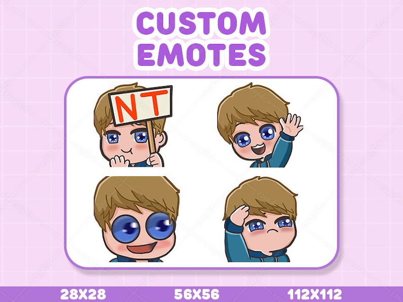 4x E-boy Brunette Emotes, Emojis, Sub Emotes for Twitch Youtube Discord ...